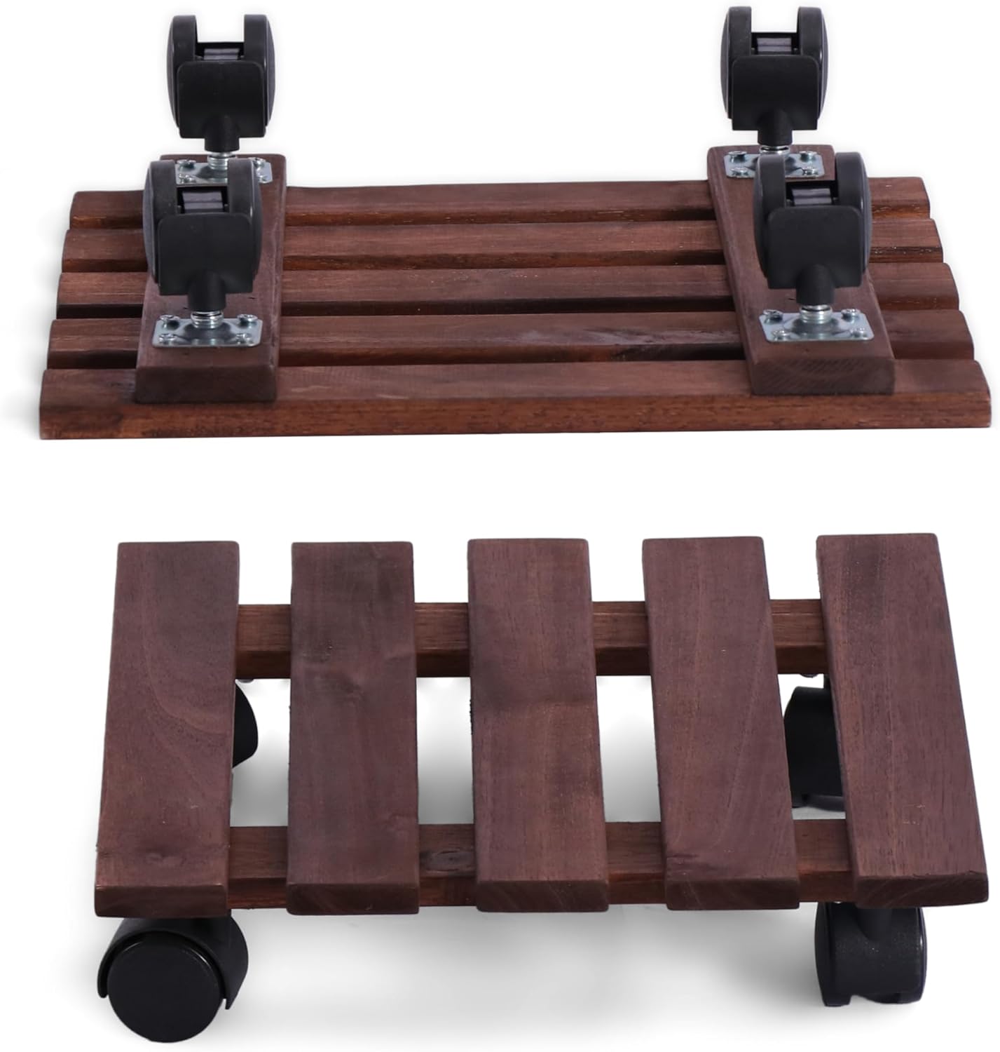 Acacia Wood Square Plant Caddy with 360° Rotating Wheels | Heavy Duty ...