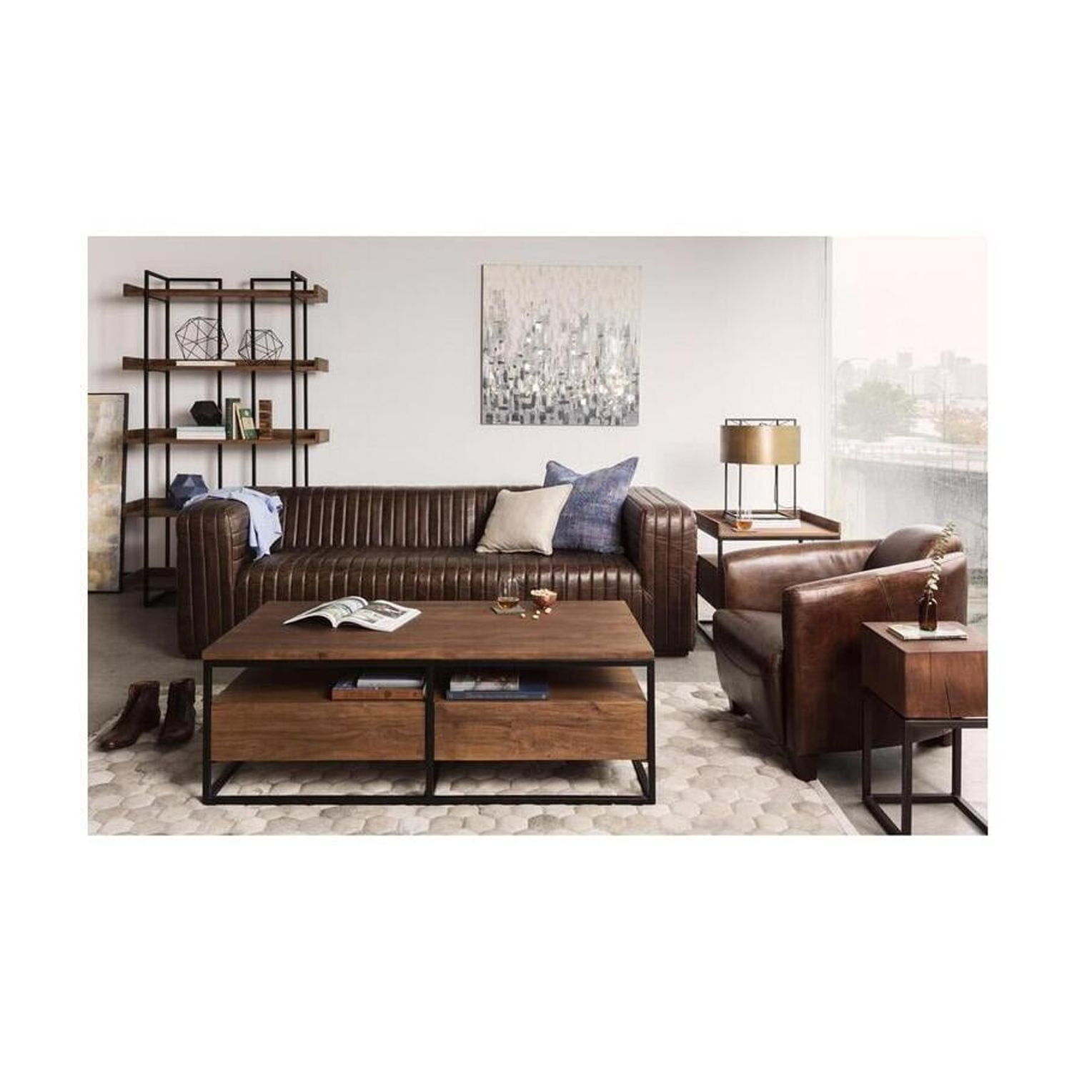 Acacia Wood Table - Iron Frame Dining & Living Room - 52" Wide - No ...