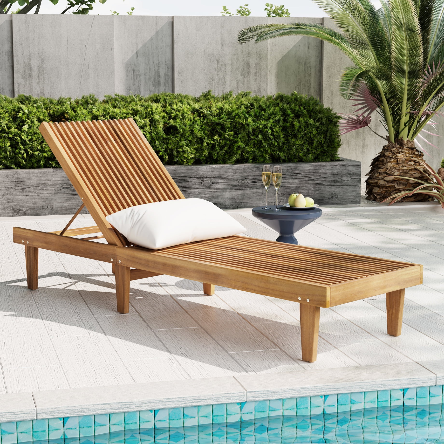 Acacia Wood Teak Chair, 12 in Height, Socializing Outdoors - Walmart.com