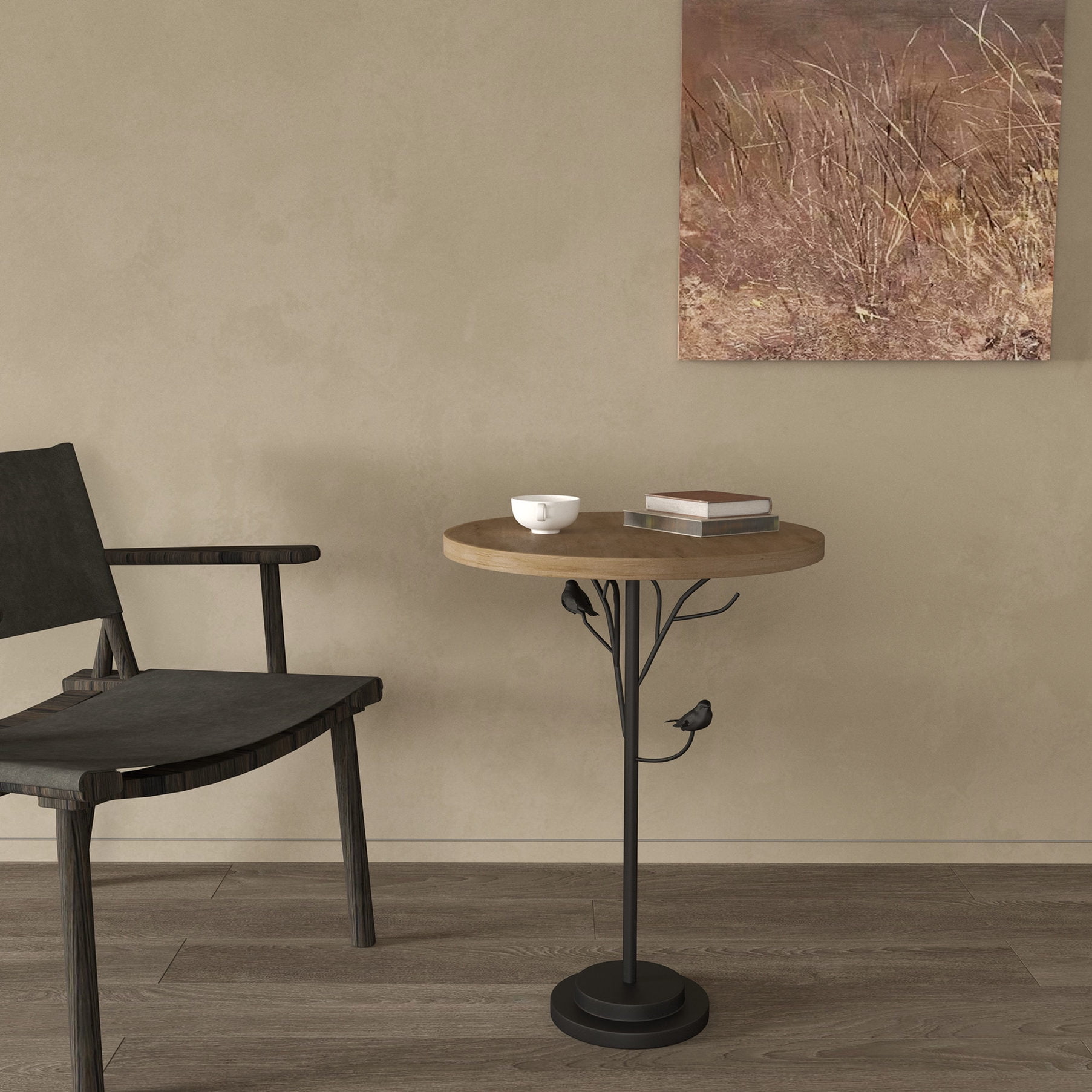 Acacia Wood Tone Round Table | Compact Size for Saving Space in Home ...