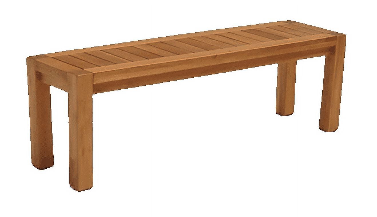 Patio Wise 4-Foot Acacia Wood Outdoor Bench, Backless Teak Color ...