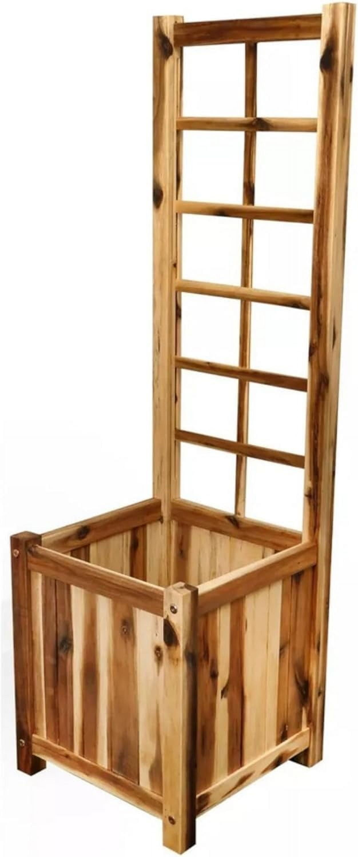 Acacia Wood Trellis Planter - Easy to Assemble Raised Bed with Lattice ...