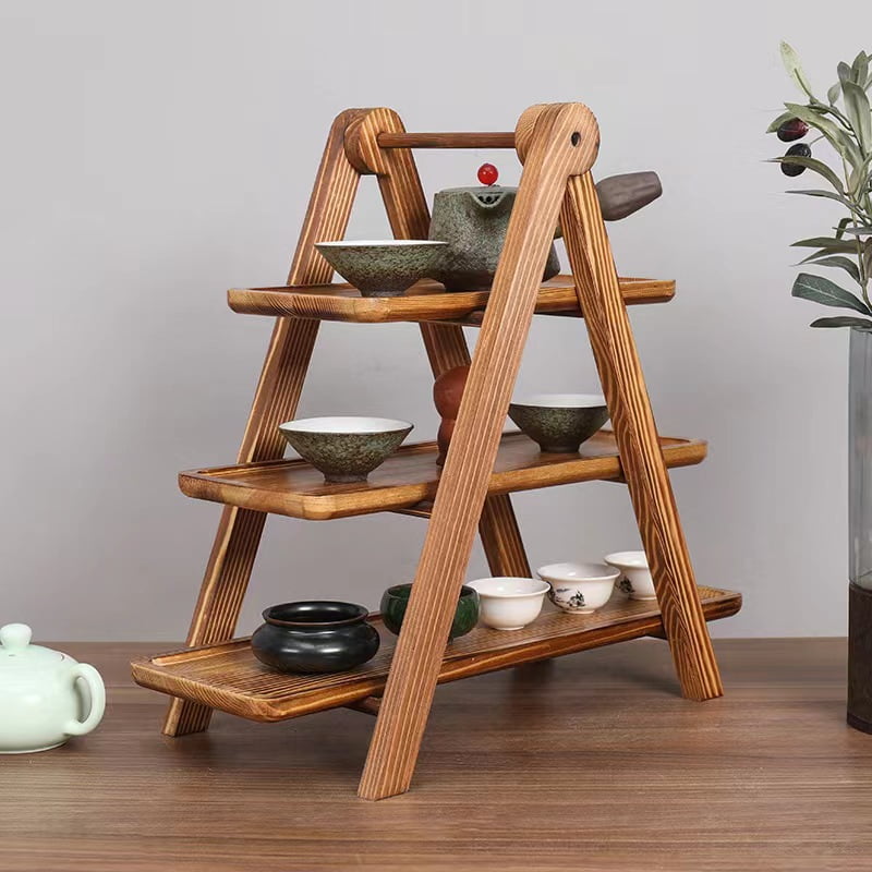 Acacia Wood Tung Wood Three-Layer Vegetable Rack Wooden Tray Storage ...