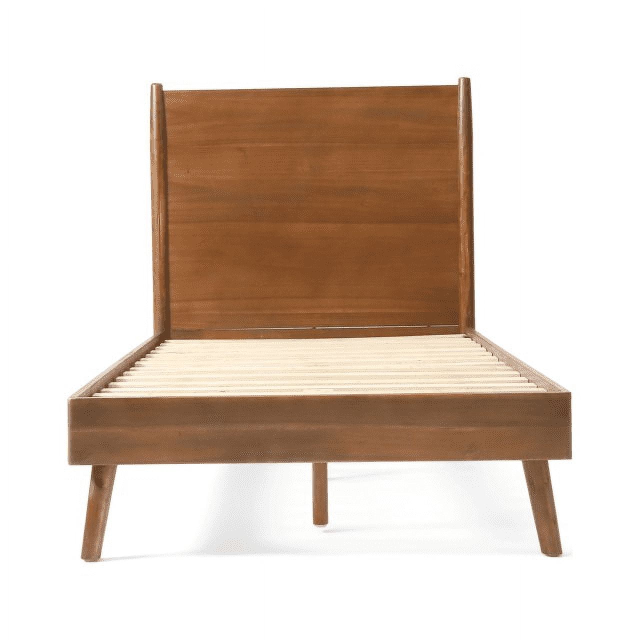 Acacia Wood Twin Platform Bed Frame with Mid-Century Modern Splayed ...