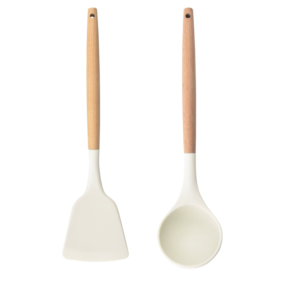Acacia Wooden Handle Kitchen Tools Silicone Cooking Utensils | Wooden ...