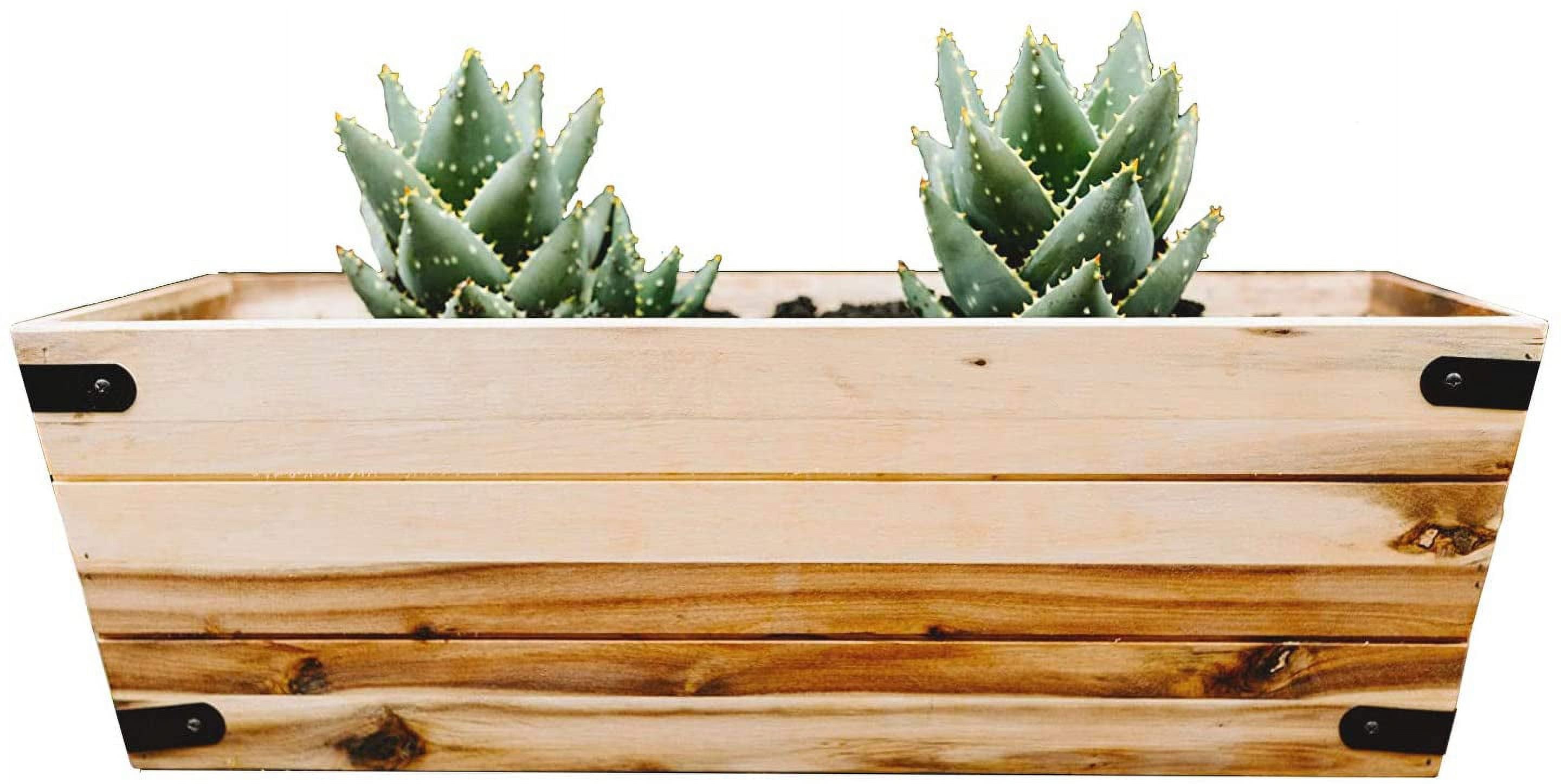 Acacia Wooden Planter Box - 24 Inch Rectangular Wood Planter for Garden ...