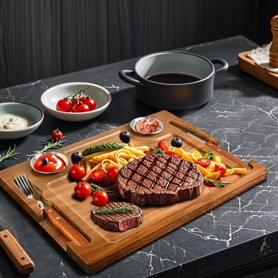 Acacia Wooden Steak Plates Board for Eating Set of 2 - Walmart.com