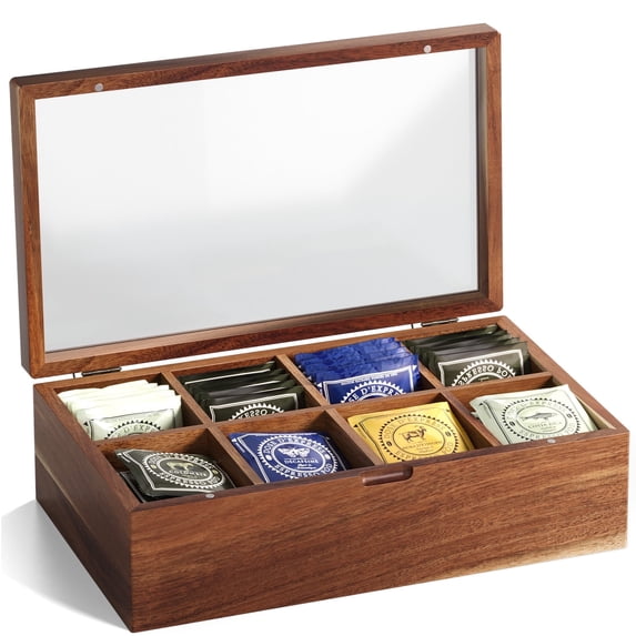 Danfoxer Acacia Wood Tea Bag Organizers, Tea and Sugar Packet Storage ...