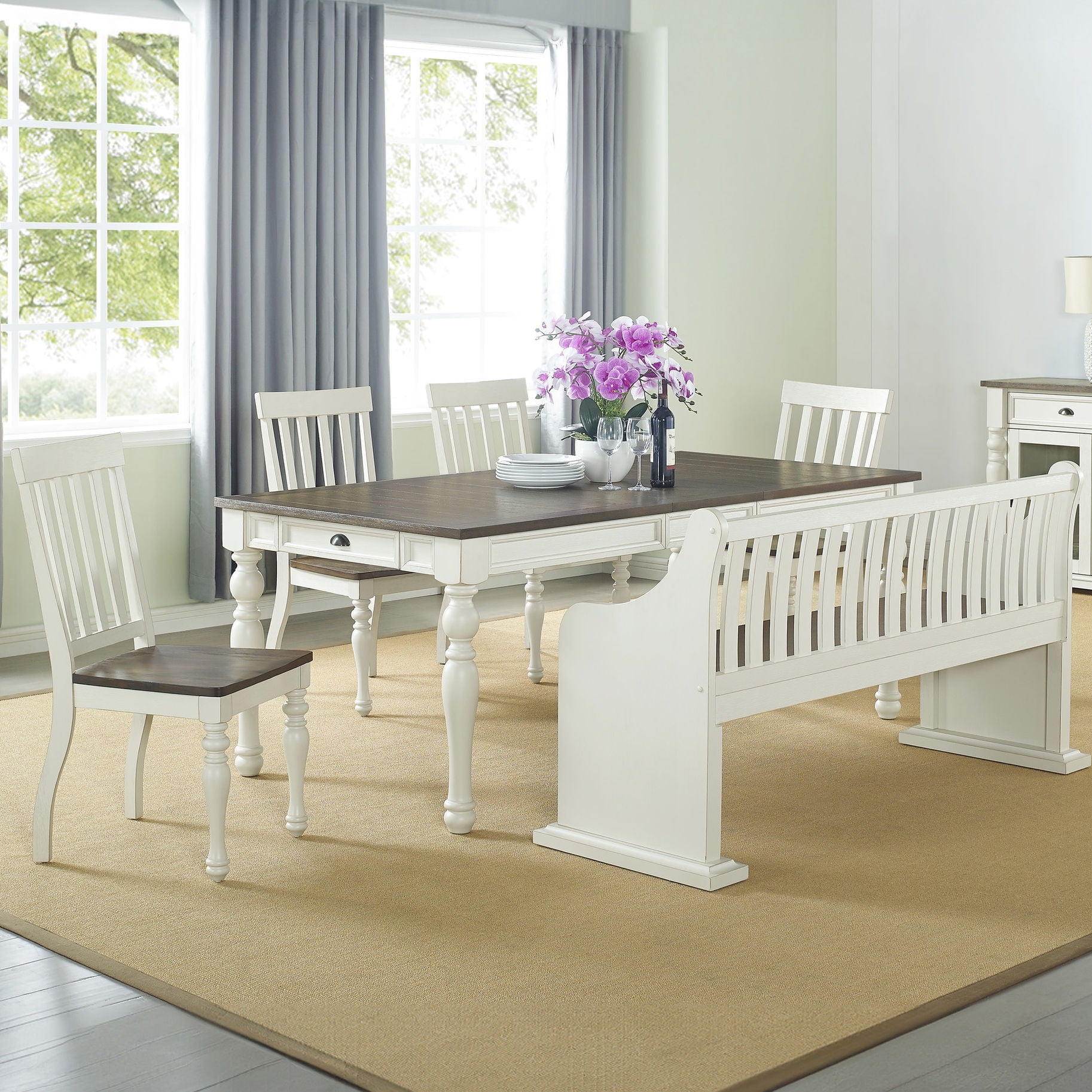 Acacia veneers and hardwood solids - Stylish turned legs - Formal ...