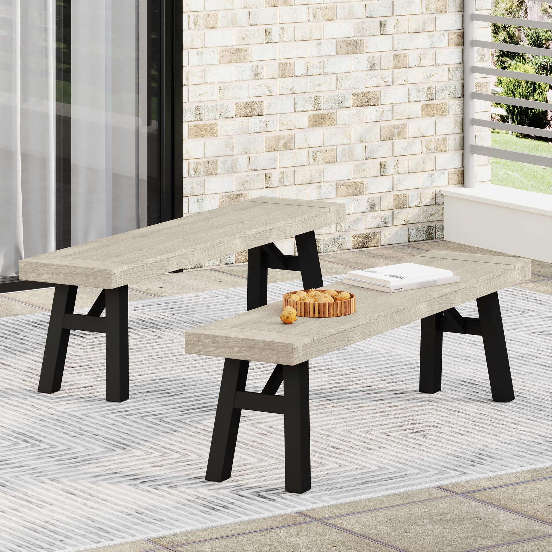 Acacia wood, two - toned finish, slat style - Adds elegance to outdoor ...