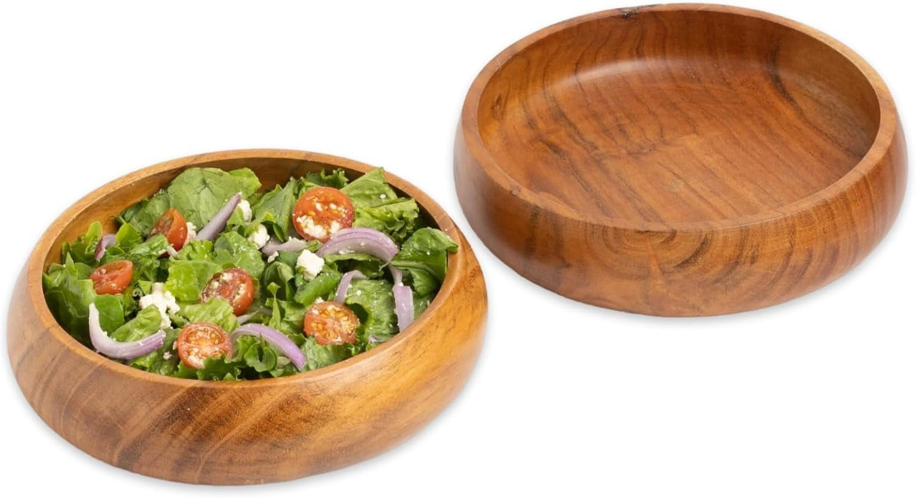 Acacia wooden salad bowls set of 2, large individual bowls 8 x 2 inches ...