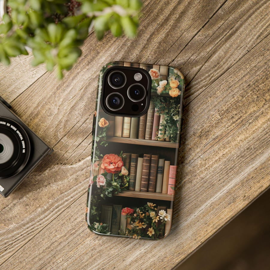 Academia Bookworm Gift Floral Bookshelf Phone Case with iPhone 17 to 11 ...