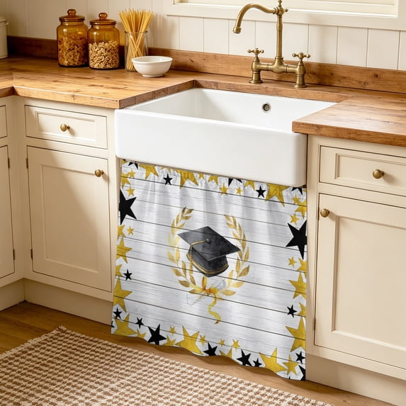 Academic Cap Diploma Cabinet Curtains 35"W x 35"L, Modern Graduation ...