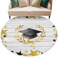 Academic Cap Diploma Round Rug 5ft Washable Circle Kitchen Rugs Non ...