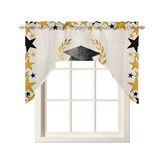 Academic Cap Diploma Swag Curtains for Kitchen Modern Graduation Star ...