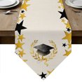 Academic Cap Diploma Table Runner Linen Burlap Table Runner 36 Inches ...