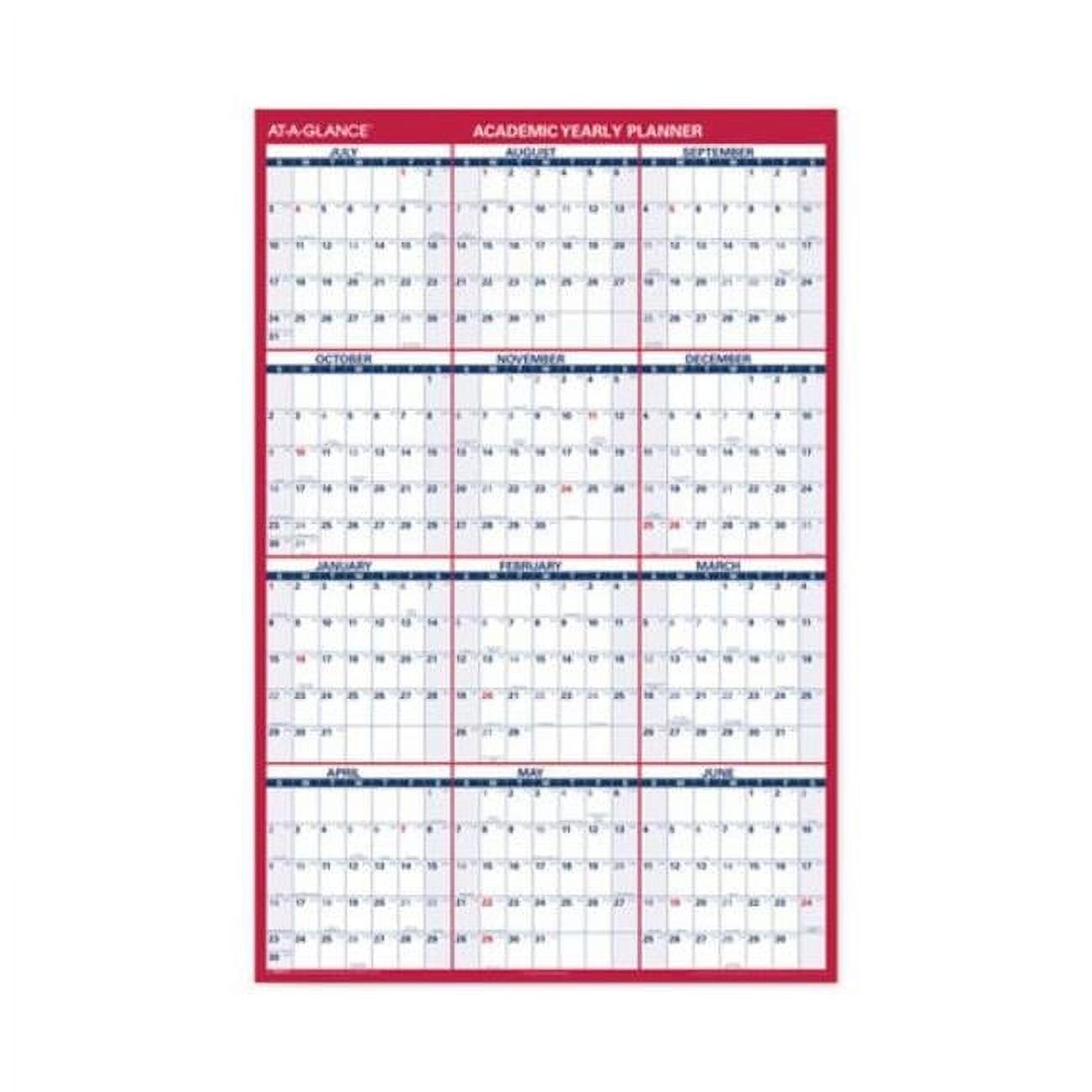 Academic Erasable Reversible Extra Large Wall Calendar, Red - Walmart.com