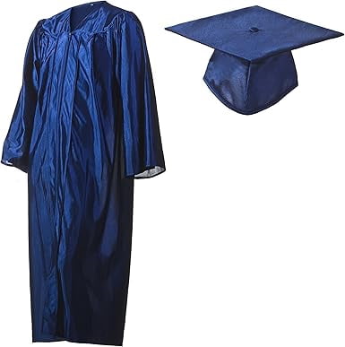 Academic Graduation Cap and Gown Shiny Navy Blue in Size 30 (3'6" - 3'9 ...