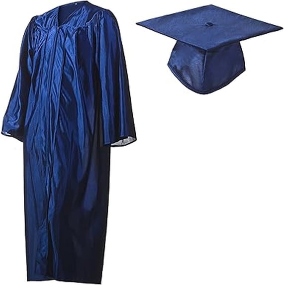 Academic Graduation Cap and Gown Shiny Navy Blue in Size 42 (4'9" - 4 ...