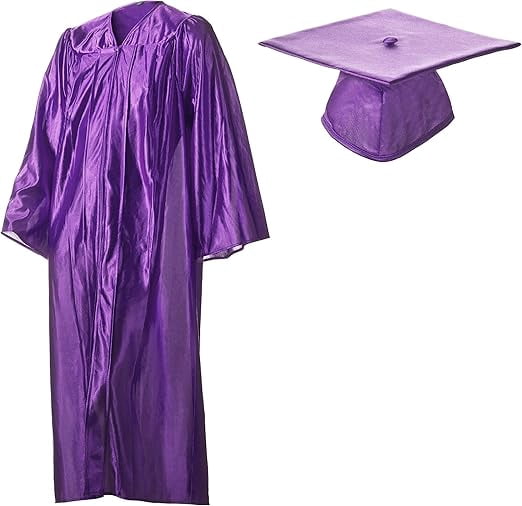 Academic Graduation Cap and Gown Shiny Purple in Size 33 (3'10" - 4'1 ...