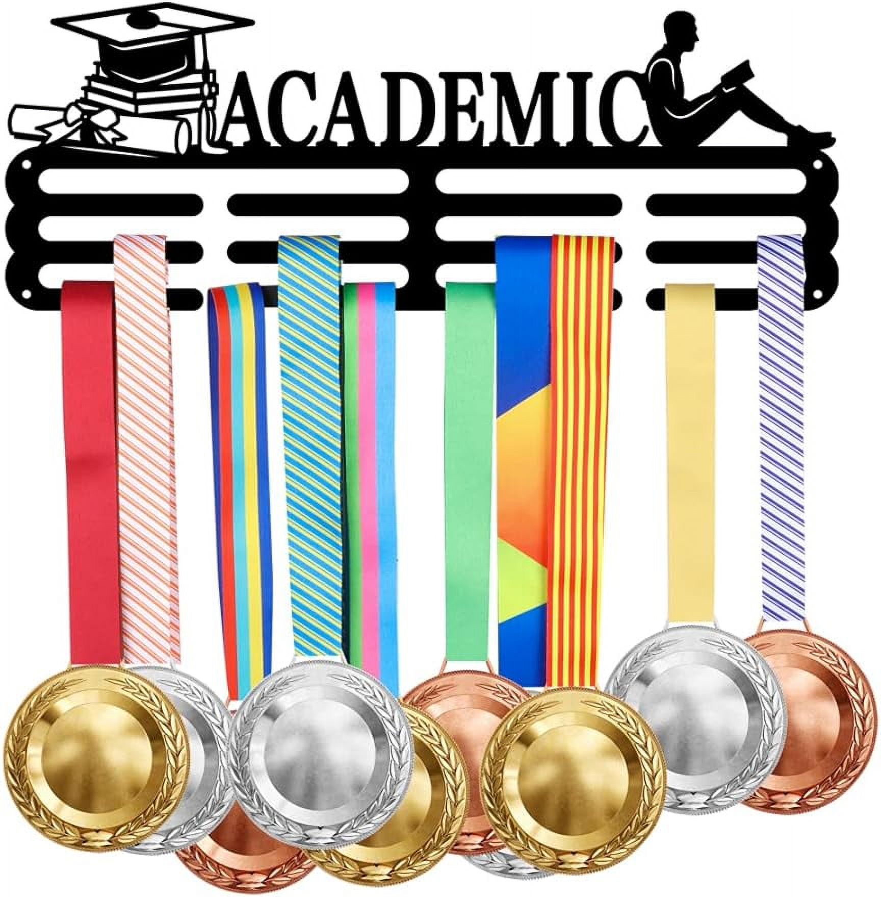 Academic Medal Display Rack Scholars Medal Holder with 12 Lines Sturdy ...