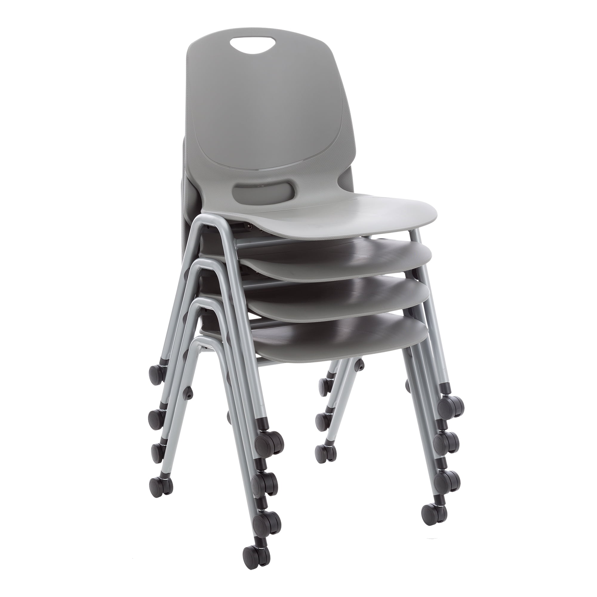 Academic Mobile Stack Chair -Graphite (Pack of 4) - Walmart Business ...