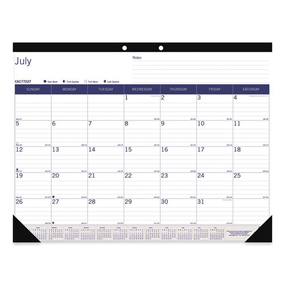 Academic Monthly Desk Pad Calendar, 22 x 17, White/Blue/Gray Sheets ...