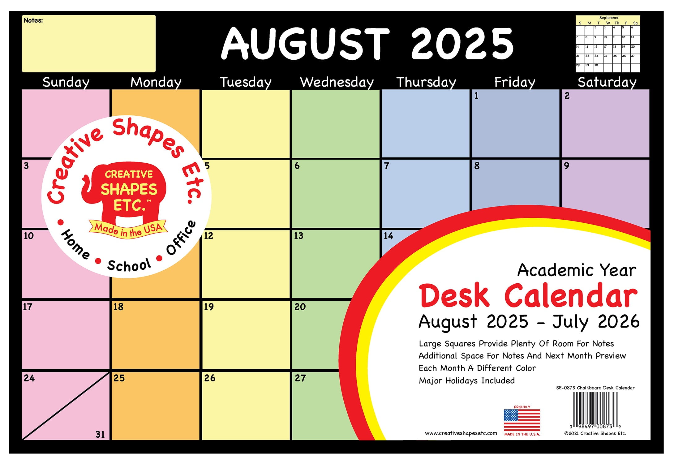 Academic Year Desk Calendar - Combo Set of Black/White with Previews ...