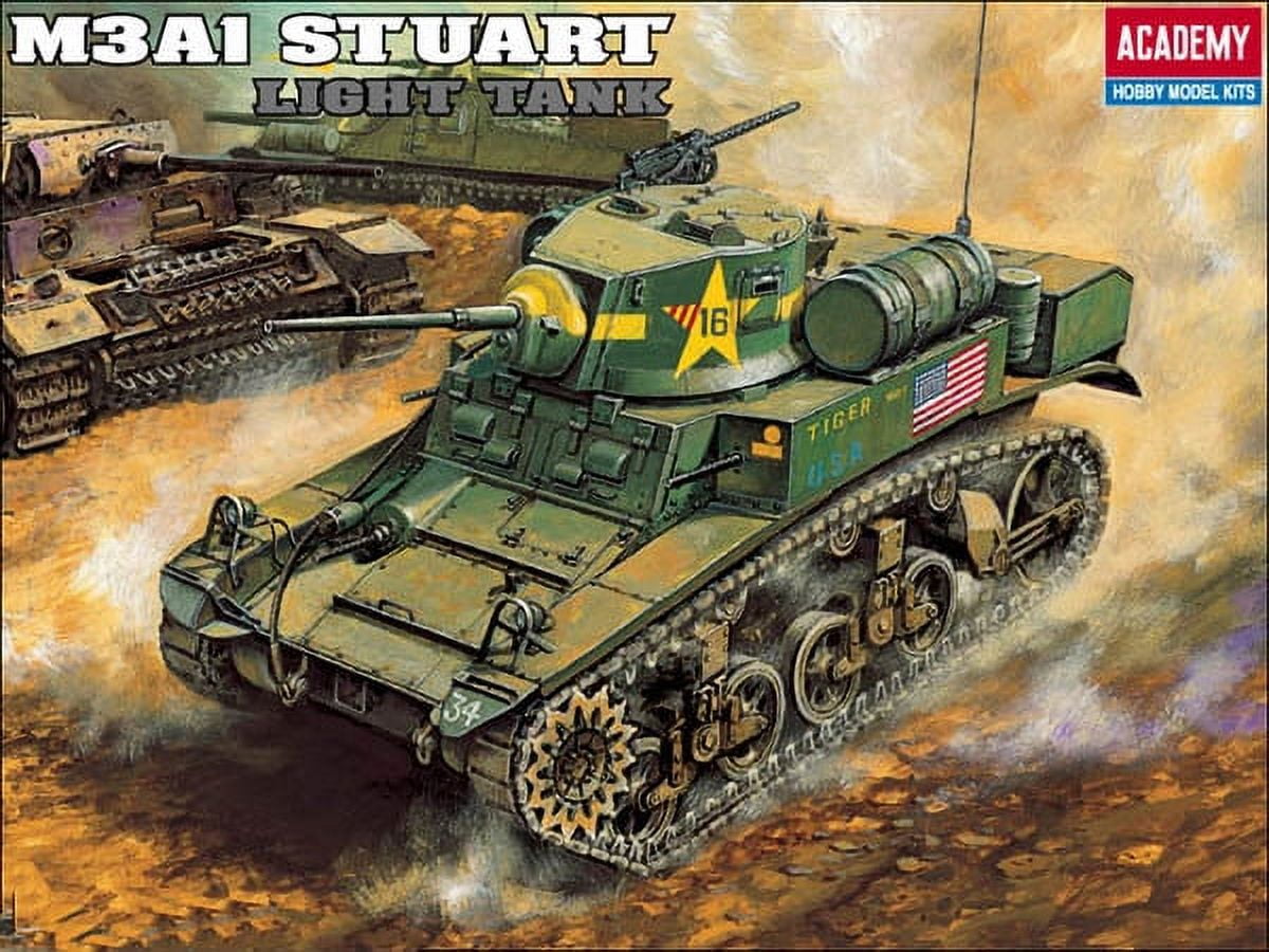 Academy M3A1 Stuart Light Tank 1/35 Scale Plastic Model Kit, 1940 Army ...