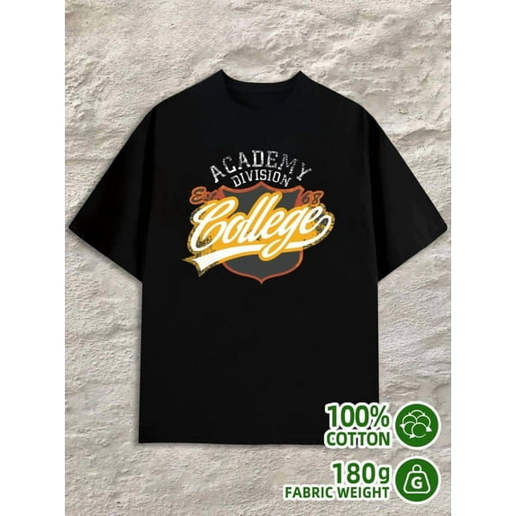 Academy Division College for men 180G 100% Cotton black Funny Unisex ...
