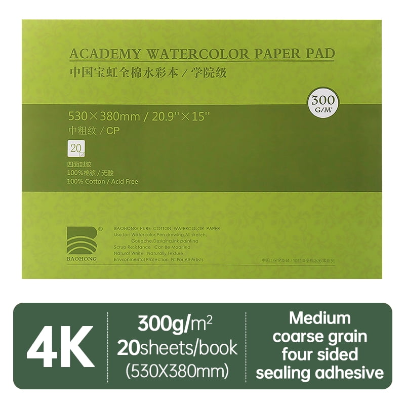 Academy Watercolor Book 100% Cotton Sketchbook 300g Drawing Paper 32K ...