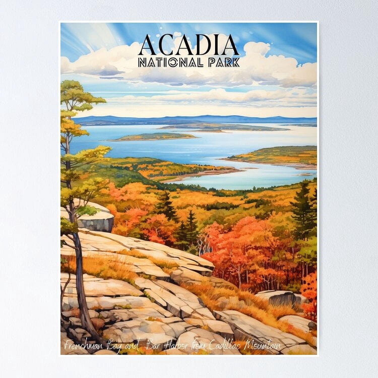 Acadia Frenchman Bay Cadillac Mountain Poster UNFRAMED PAPER POSTER ...
