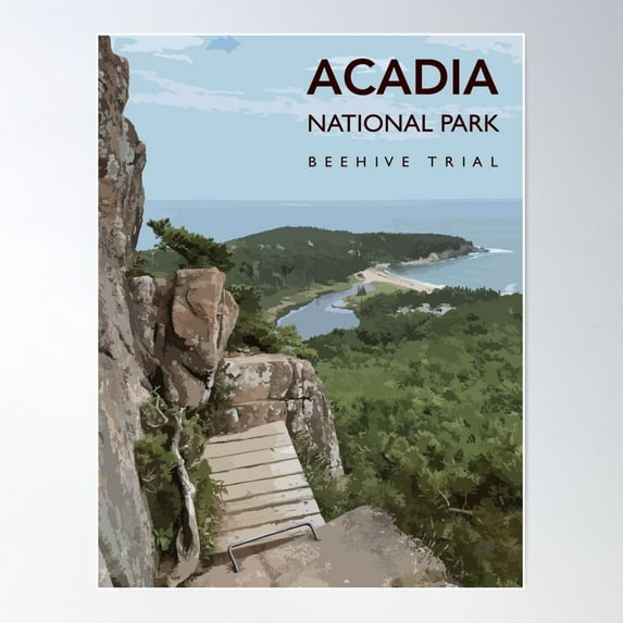 Acadia National Park, Beehive Poster Wall Art, UNFRAMED PAPER POSTER ...