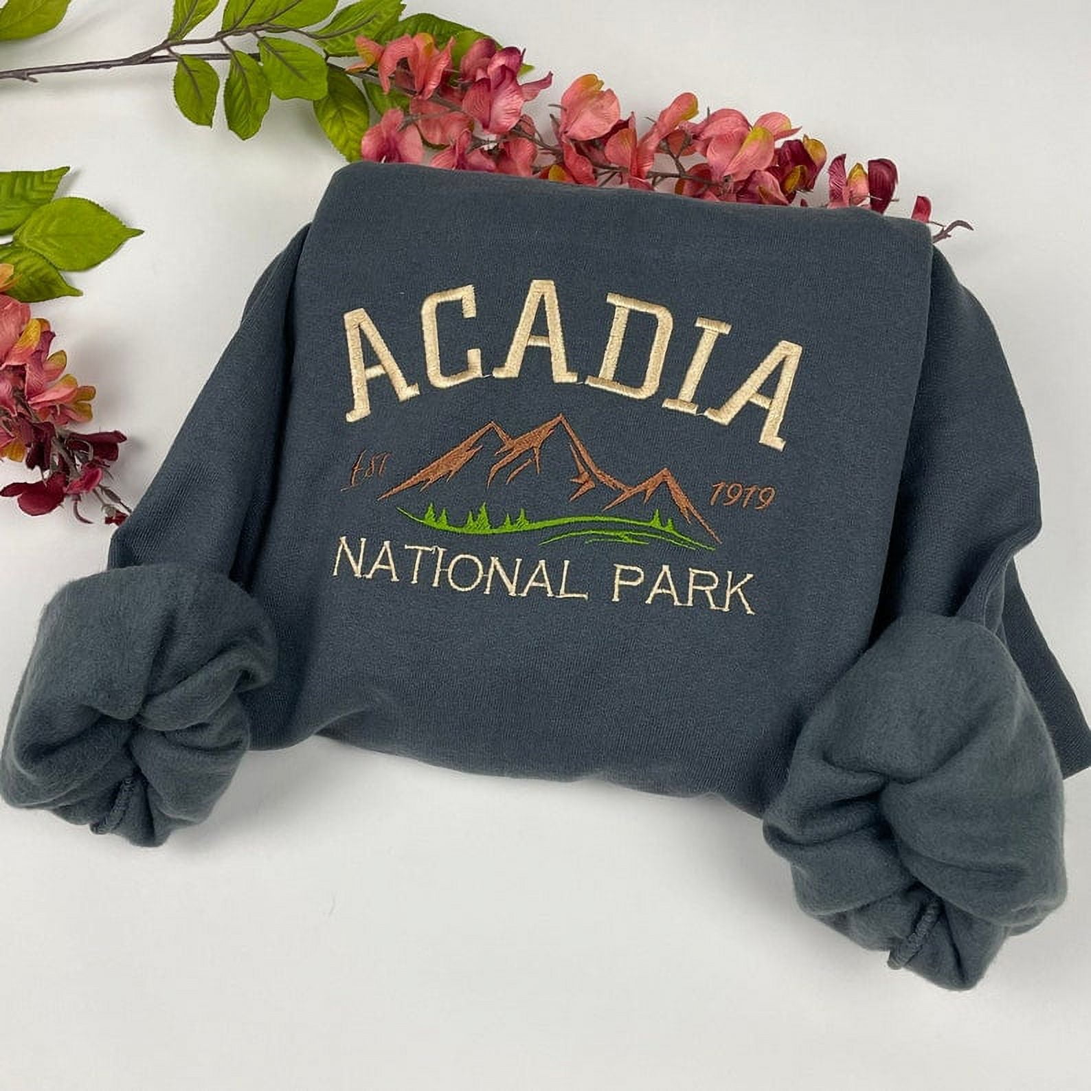 Acadia National Park Embroidered Crewneck Sweatshirt - Walmart.com