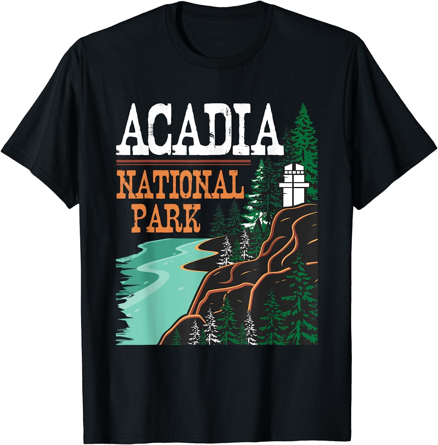 Acadia National Park Lighthouse Shirt Hiking & Camping Lover T-Shirt ...
