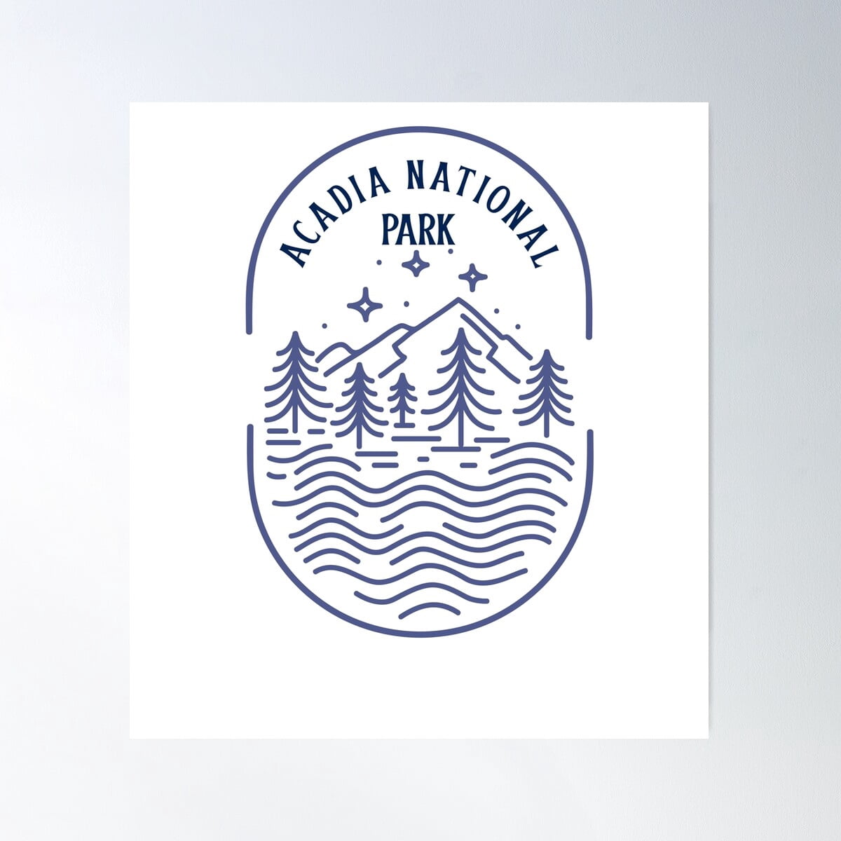 Acadia National Park Line Art – Minimalist Nature Aesthetic Poster Wall ...