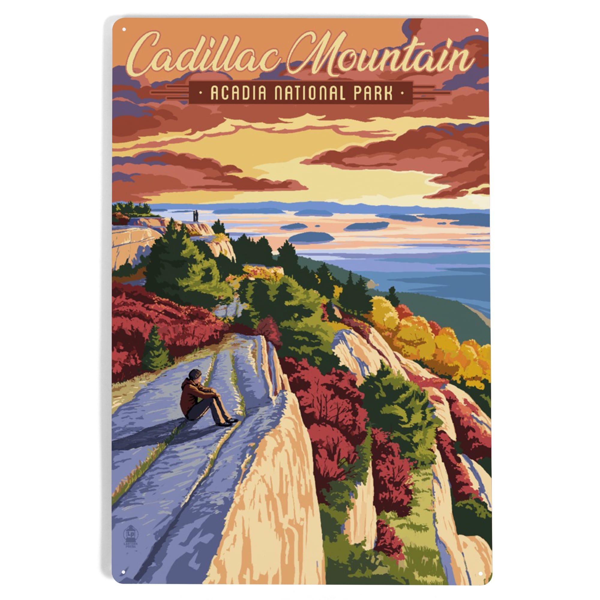 Acadia National Park, Maine, Cadillac Mountain Illustration (12x18 ...