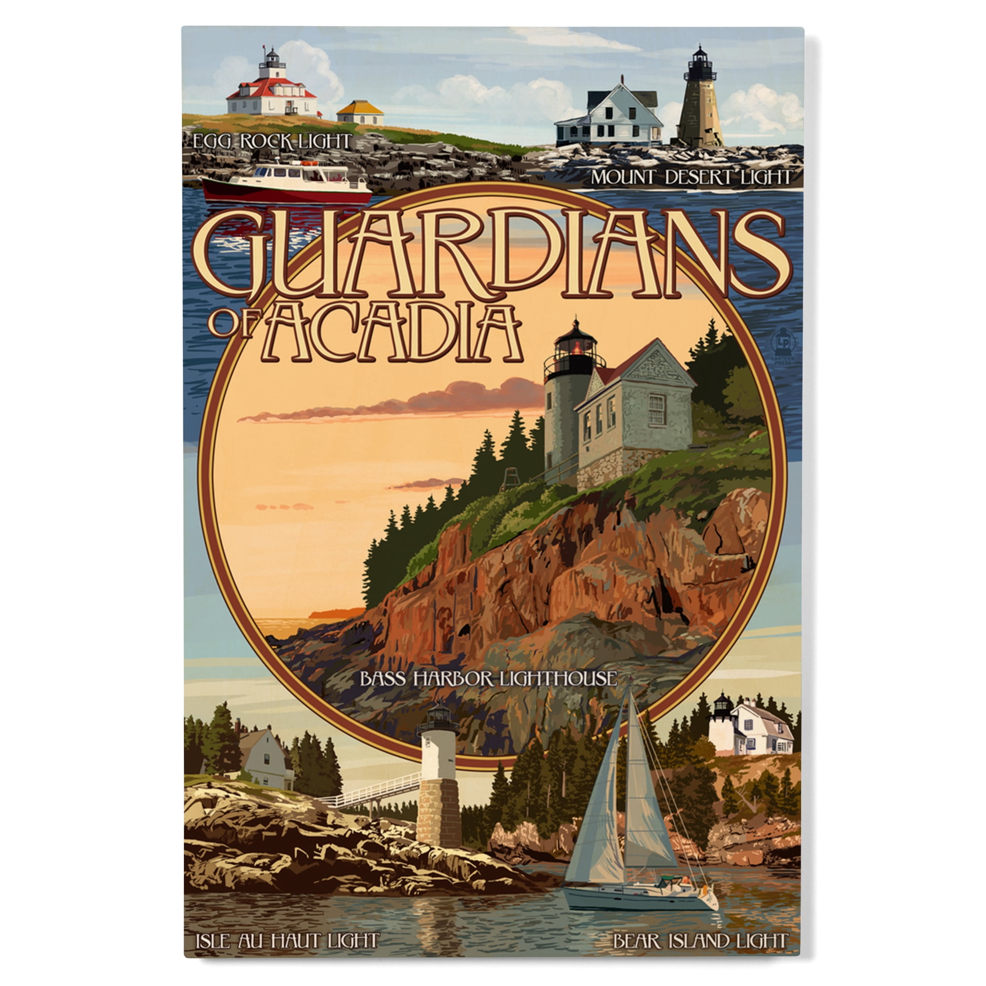Acadia National Park, Maine, Guardians of Acadia Lighthouses Birch Wood ...