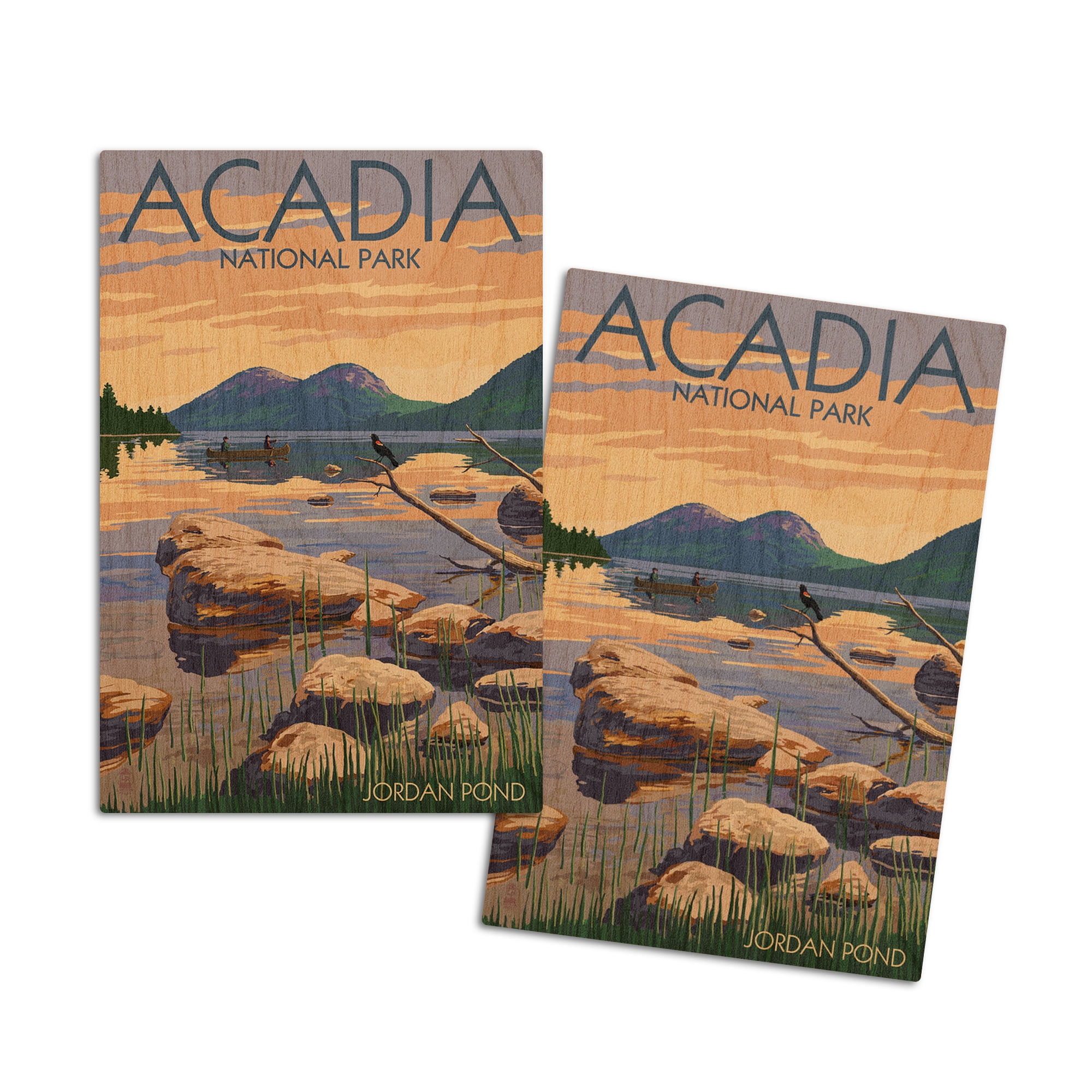 Acadia National Park, Maine, Jordan Pond (4x6 Birch Wood Postcards, 2 ...