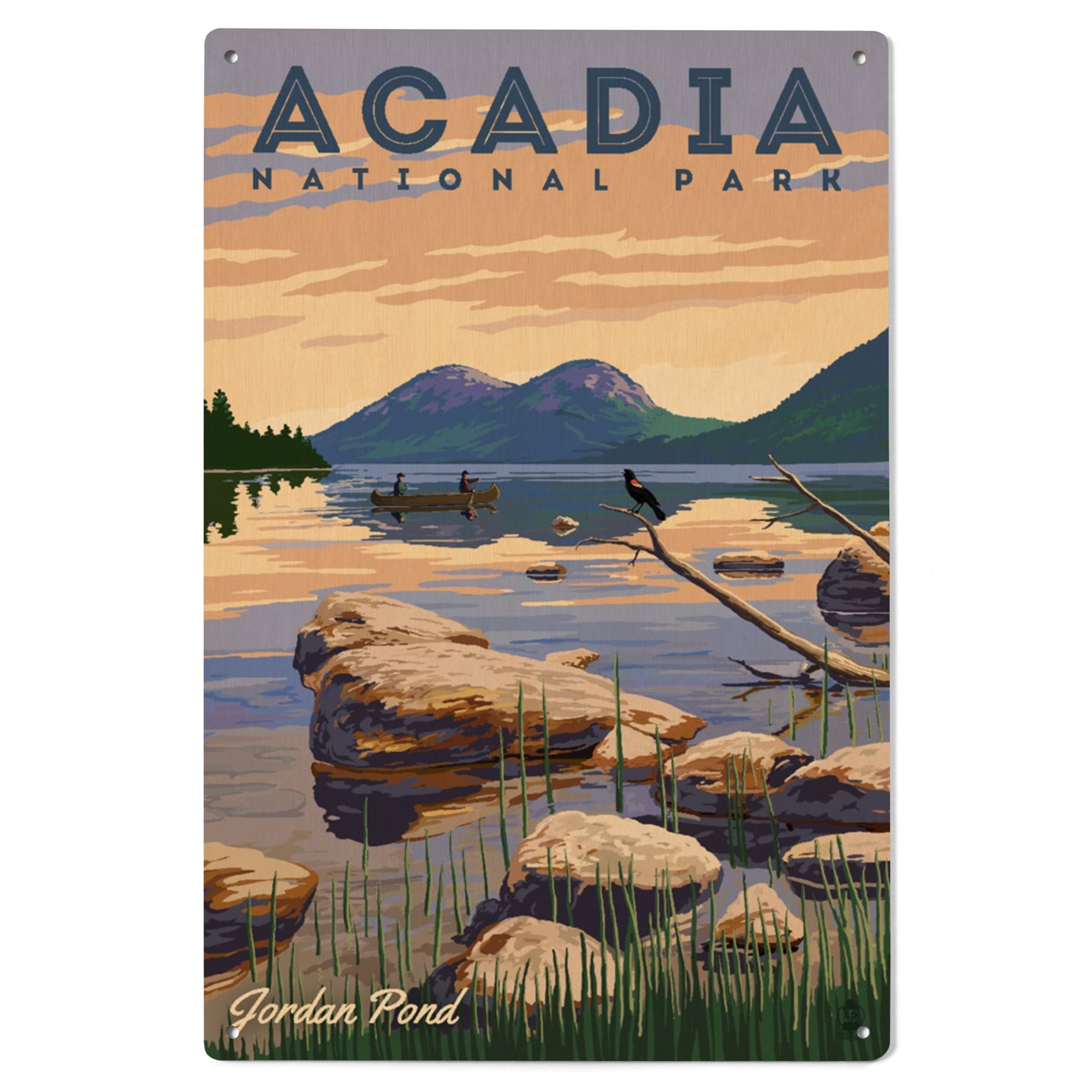 Acadia National Park, Maine, Jordan Pond Illustration Birch Wood Wall ...