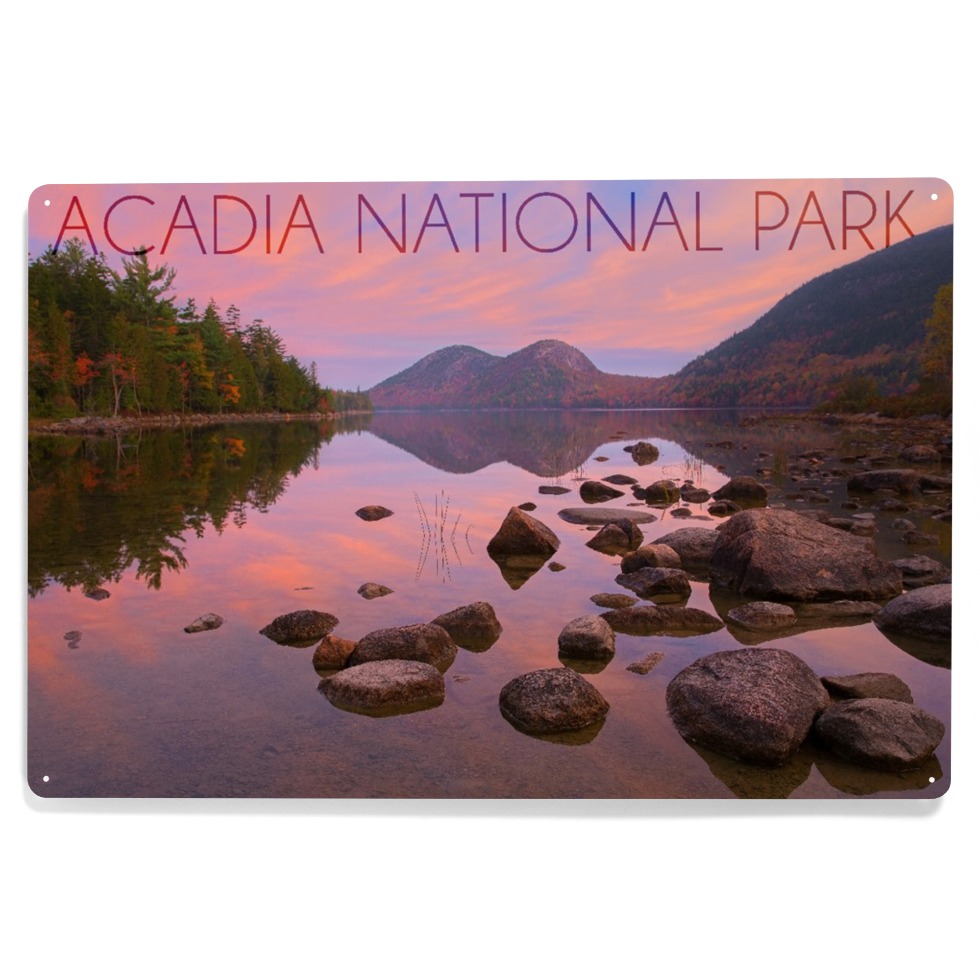 Acadia National Park, Maine, Jordan Pond at Sunset (12x18 Aluminum Art ...