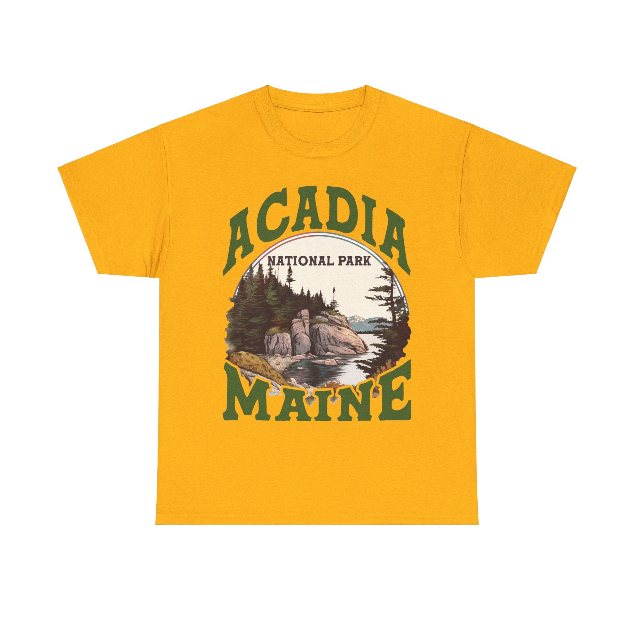 Acadia National Park Maine Poster Print T-shirt (Gold, XL) - Walmart.com