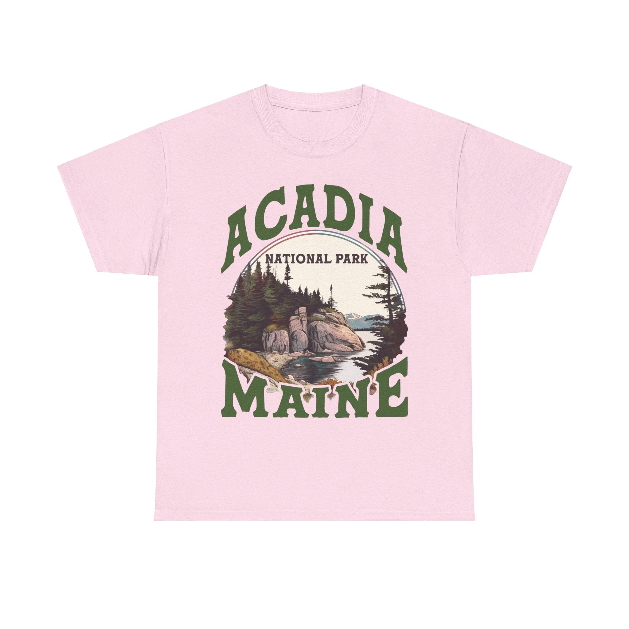 Acadia National Park Maine Poster Print T-shirt (LightPink, XL ...
