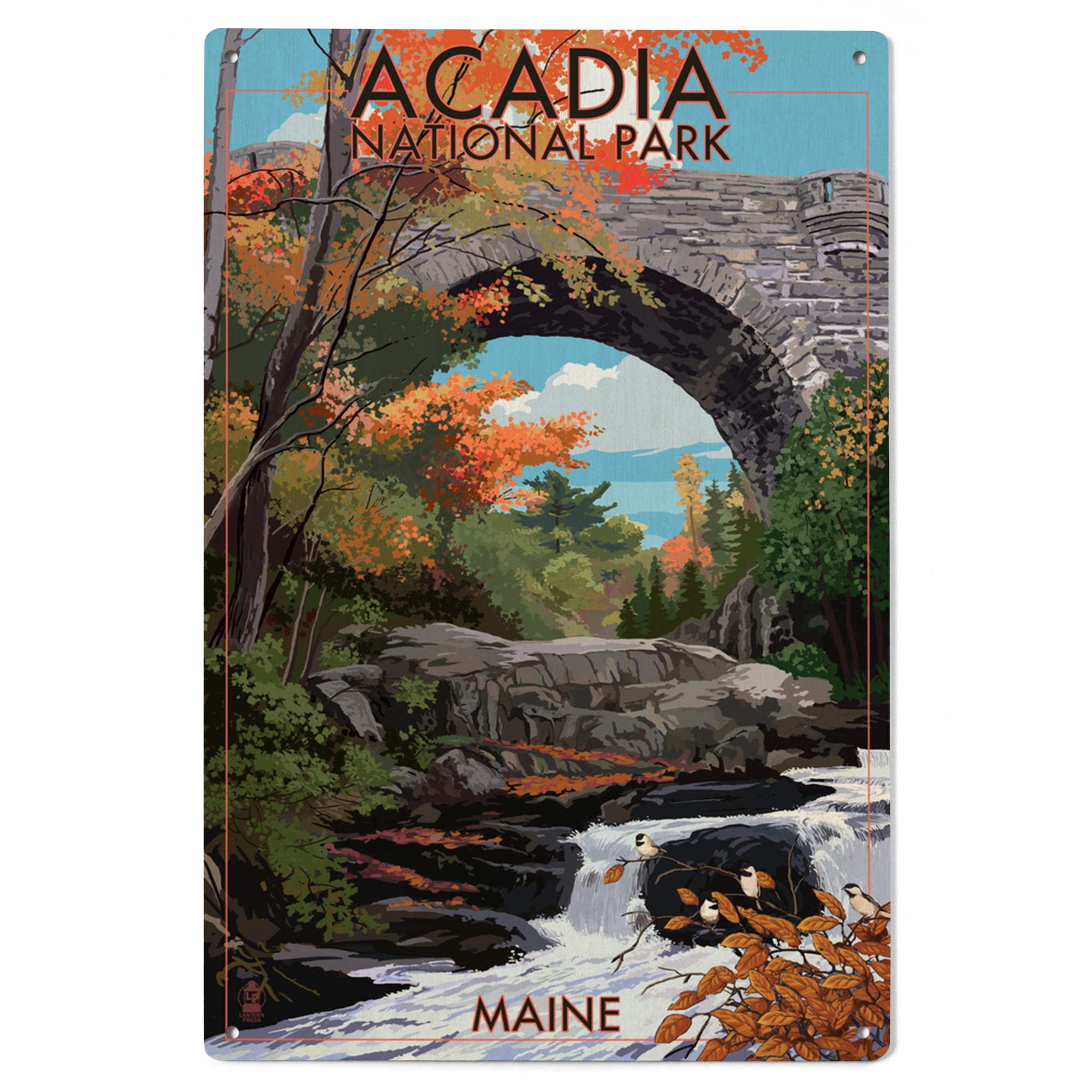 Acadia National Park, Maine, Stone Bridge Birch Wood Wall Sign (6x9 ...