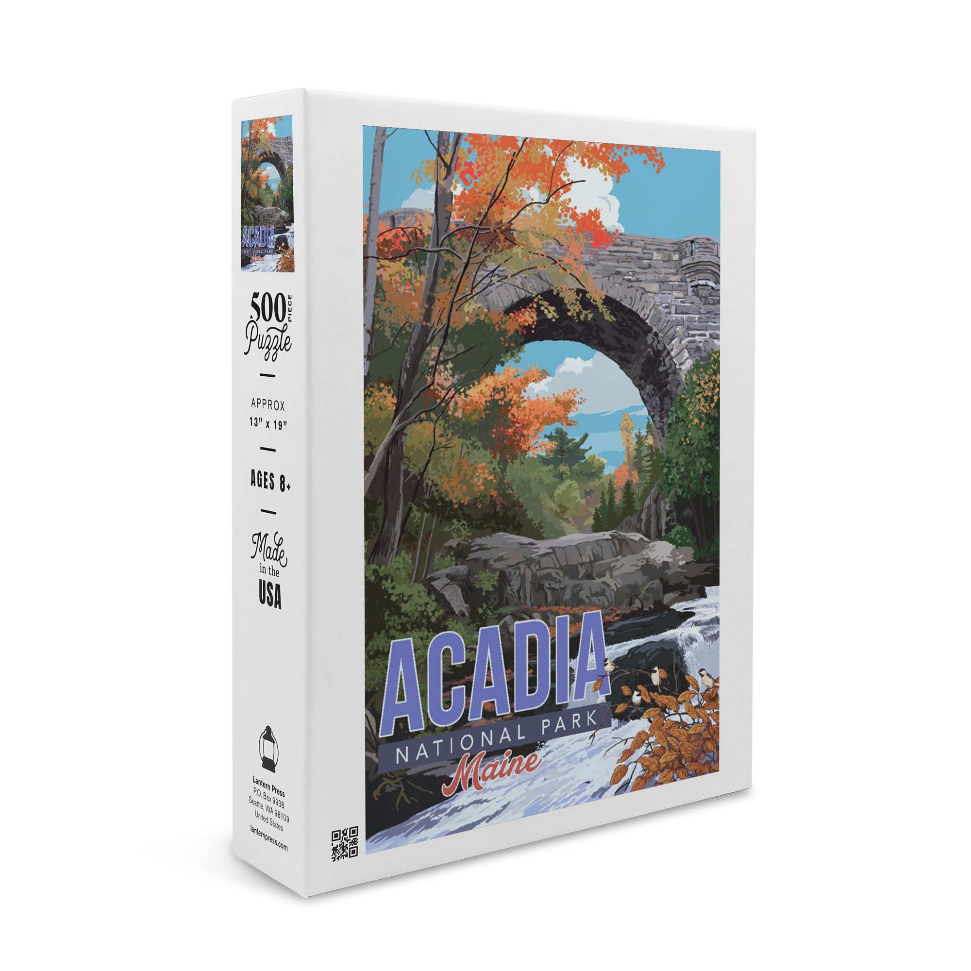 Acadia National Park, Maine, Stone Bridge Illustration (19x27 inches ...