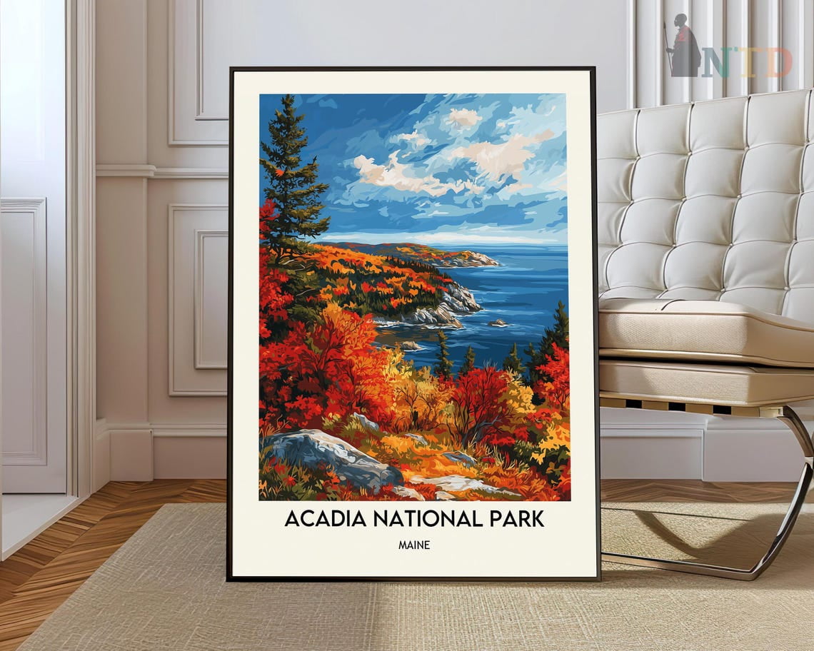 Acadia National Park Maine Travel Print Wall Art UNFRAMED PAPER POSTER ...