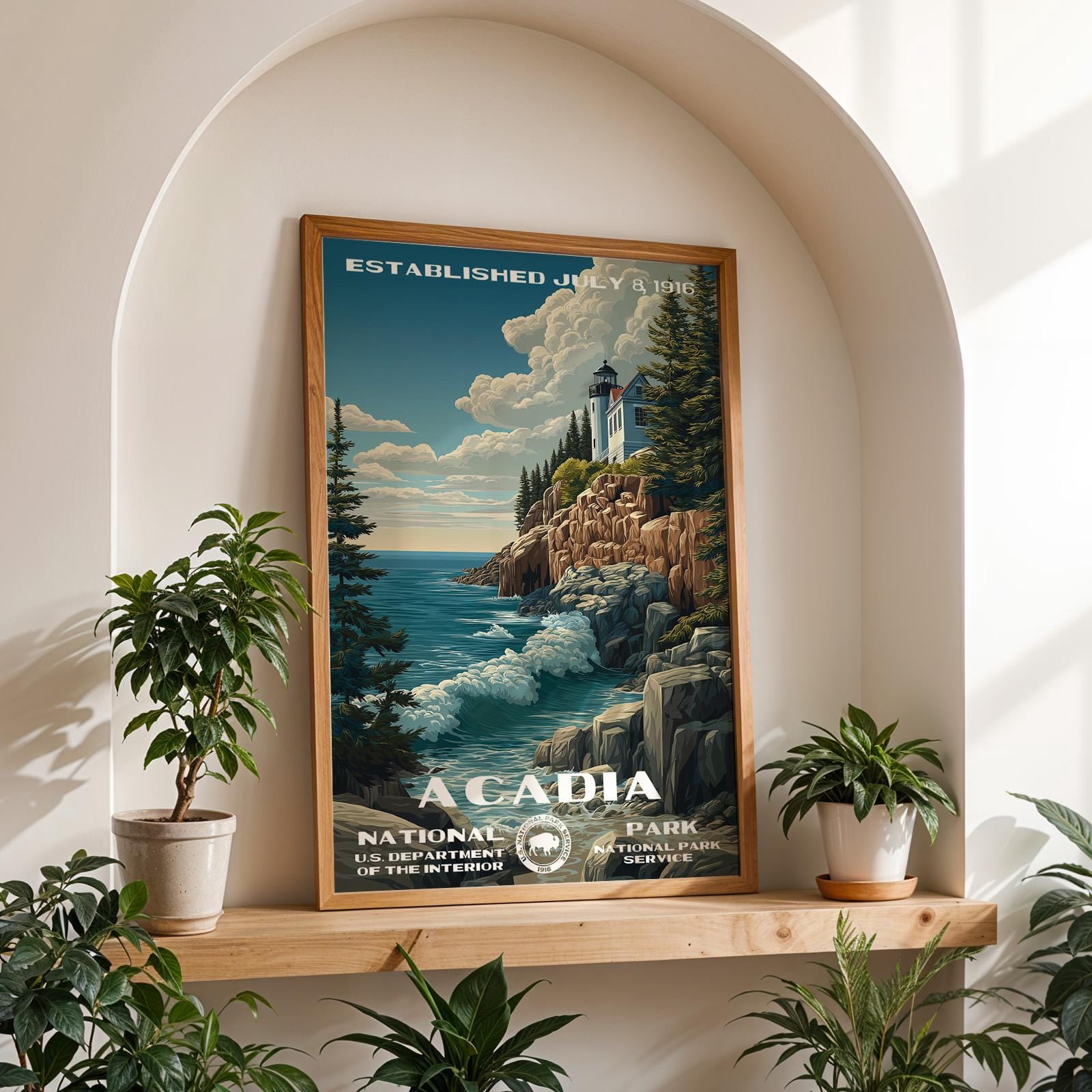 Acadia National Park Poster, Vintage Nature Landscape Wall Art, Retro ...