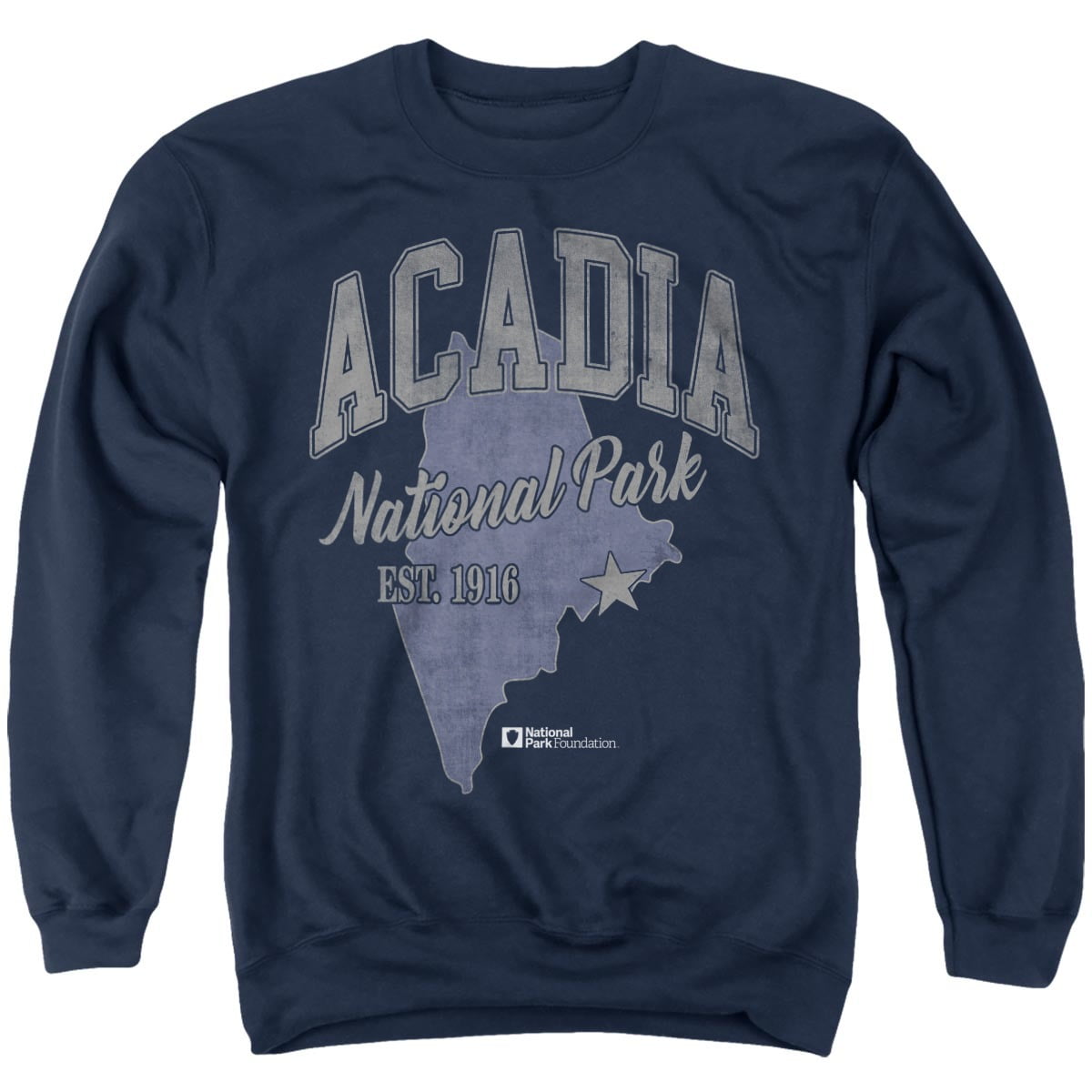 Acadia National Park State Line Unisex Adult Crewneck Sweatshirt, Navy ...