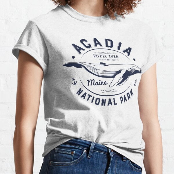Acadia National Park T Shirt Maine Vintage Whale Watching Classic T ...