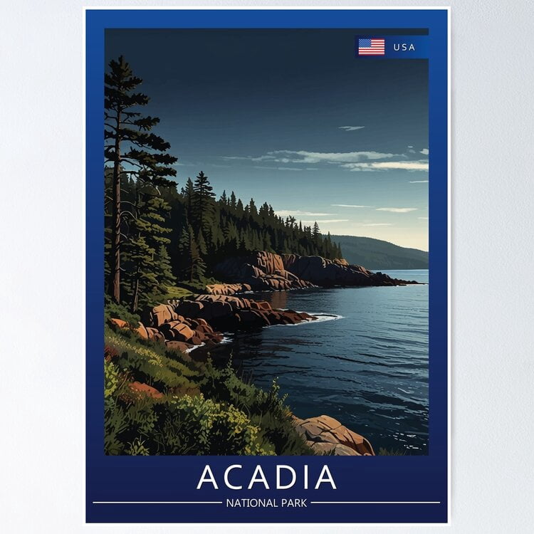 Acadia National Park USA Travel UNFRAMED Poster, 12x18 - Walmart.com